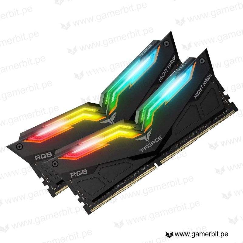 KIT. MEM. RAM T-FORCE NIGHT HAWK RGB 16GB (2X8GB) DDR4, 3200MHZ | Gamerbit